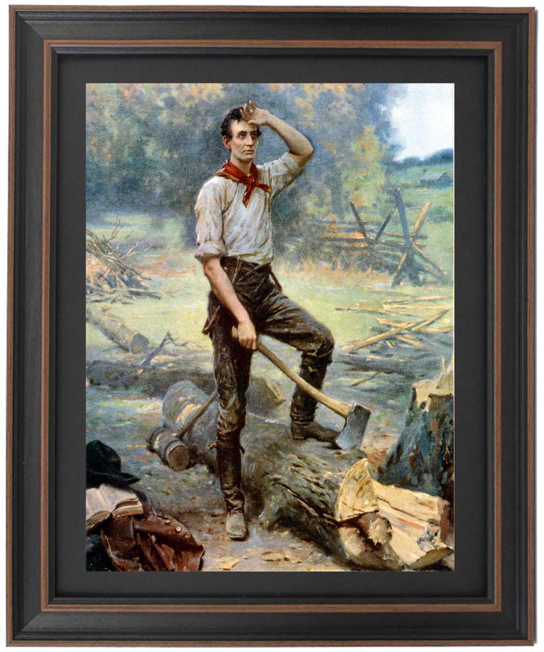 Framed Lincoln the Rail Splitter by Jean Leon Gerome Ferris