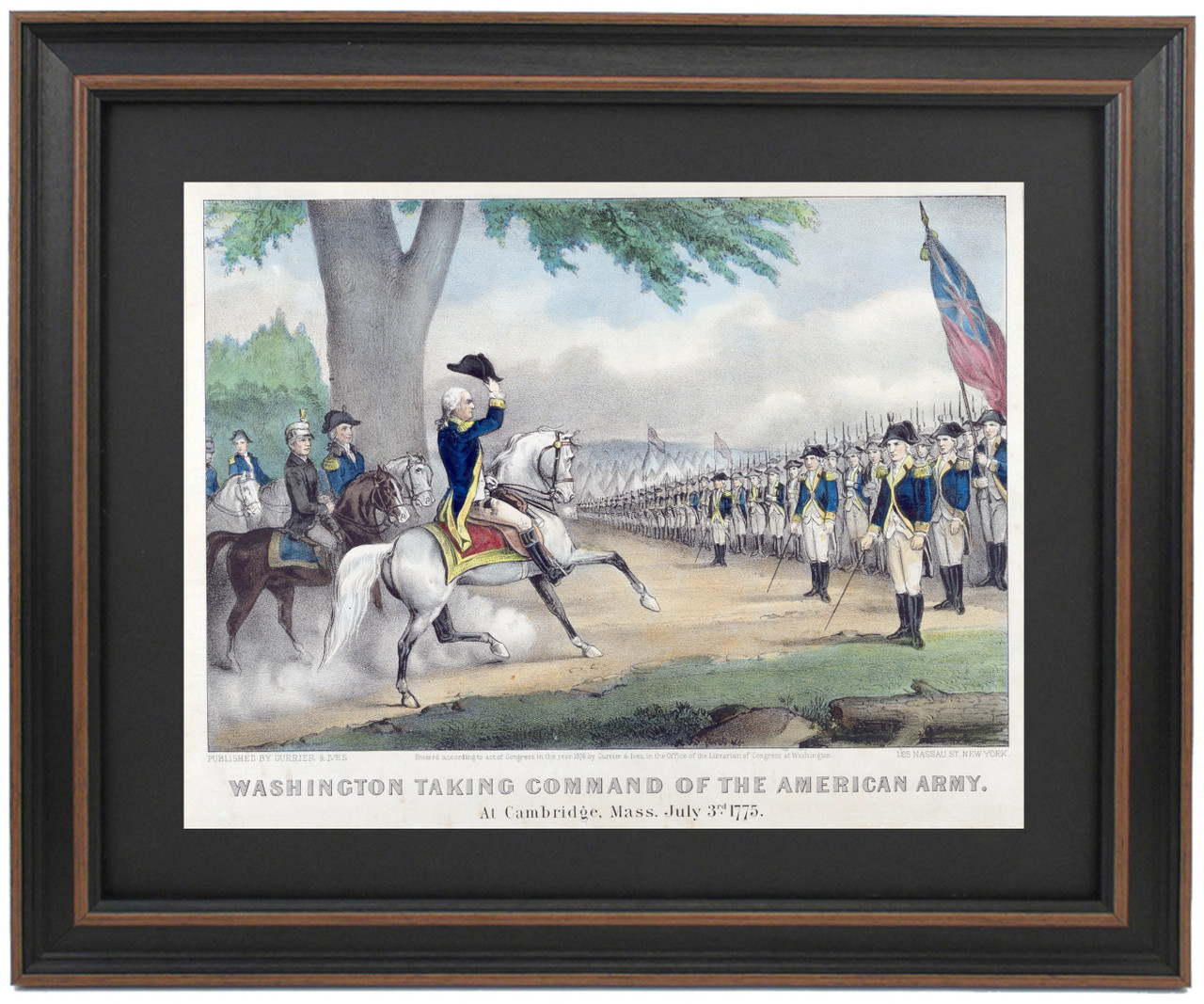 Framed Washington Takes Command of the American Army by Currier & Ives
