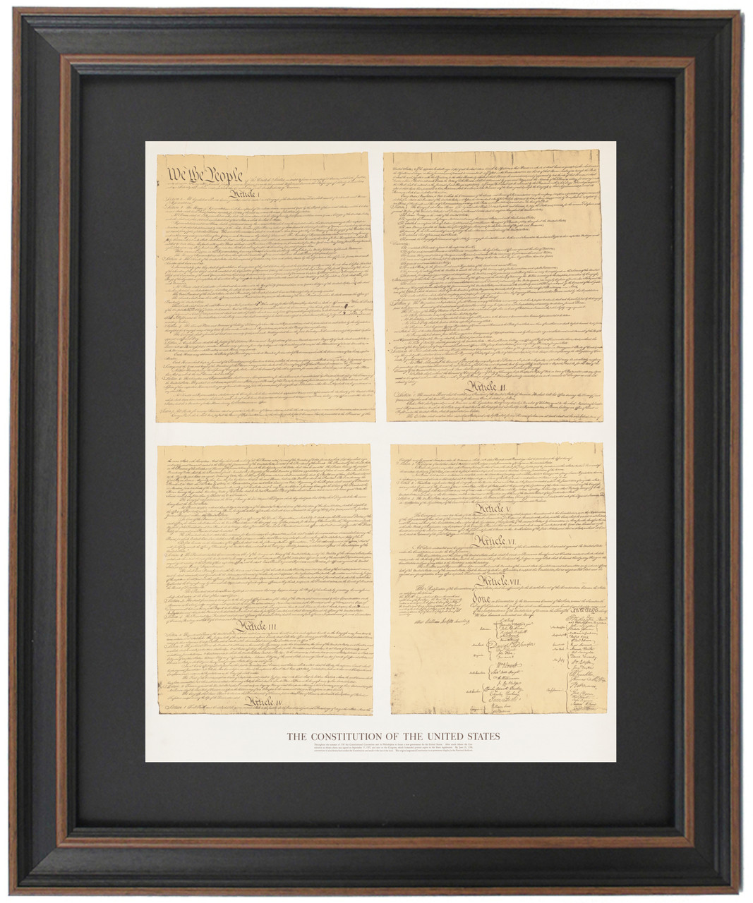 Framed Poster Size Four Page United States Constitution. Made in USA ...