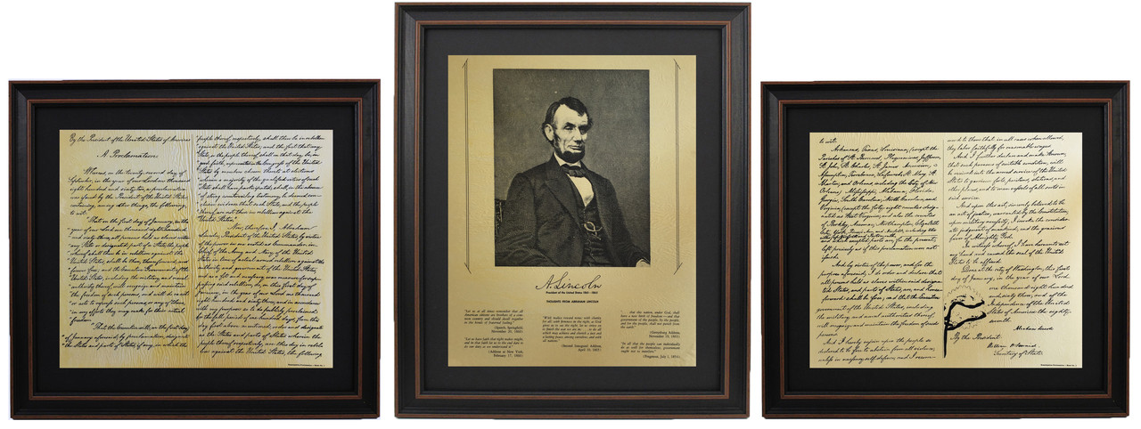Framed Abraham Lincoln Portrait & Emancipation Proclamation Set with ...