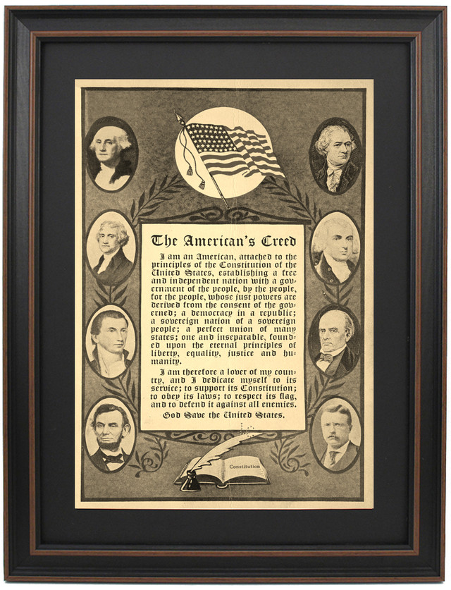 Framed The American's Creed by William Tyler Page