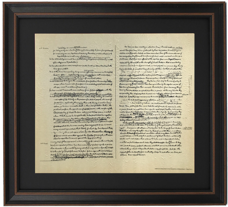 Framed Jefferson's Rough Draft Of The Declaration of Independence Set ...