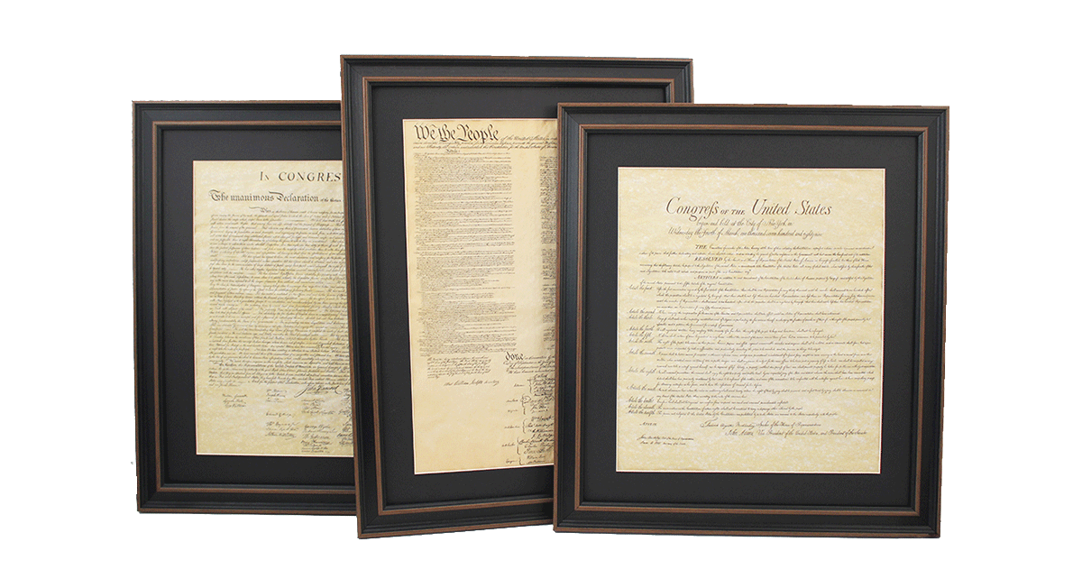 Framed Declaration of Independence, Framed Bill of Rights, Historical ...