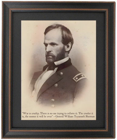 Framed General William Tecumseh Sherman, Portrait & Quote, "War is ...