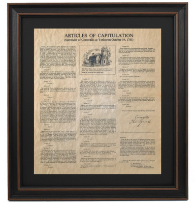 Framed Yorktown Articles of Capitulation, Yorktown Surrender. Made in ...
