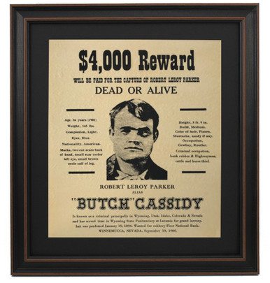 Framed Butch Cassidy Wanted Poster | Handmade in USA. Free Shipping ...