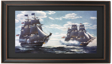 Framed USS Constitution vs HMS Java by Charles Paterson, December 1812