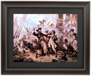 Framed The Capture of the Pirate Blackbeard by Jean Leon Gerome Ferris