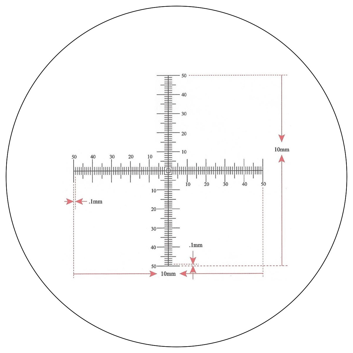 Crossed Scale Reticle, 10mm in 100 Divisions, Numbered 50-0-50 - New ...