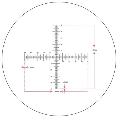 Crossed Scale Reticle, 10mm in 100 Divisions, Numbered 50-0-50 - New ...