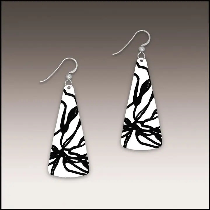 Black and White Dragonfly Triangle Drop Handmade Earrings by ...