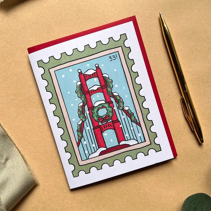 San Francisco Golden Gate Bridge Stamp Holiday Card from Brenna ...