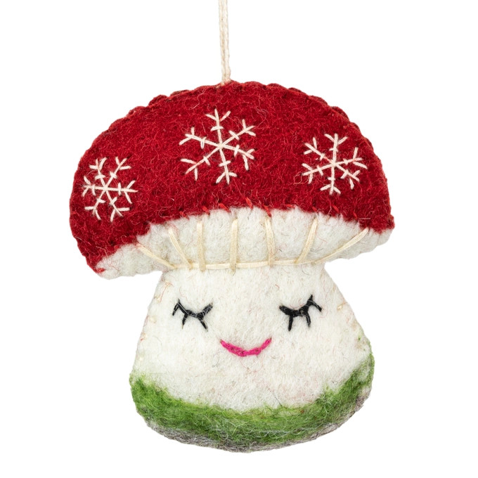 Snowflake Mushroom Ornament dZi Handmade | Jenny K.