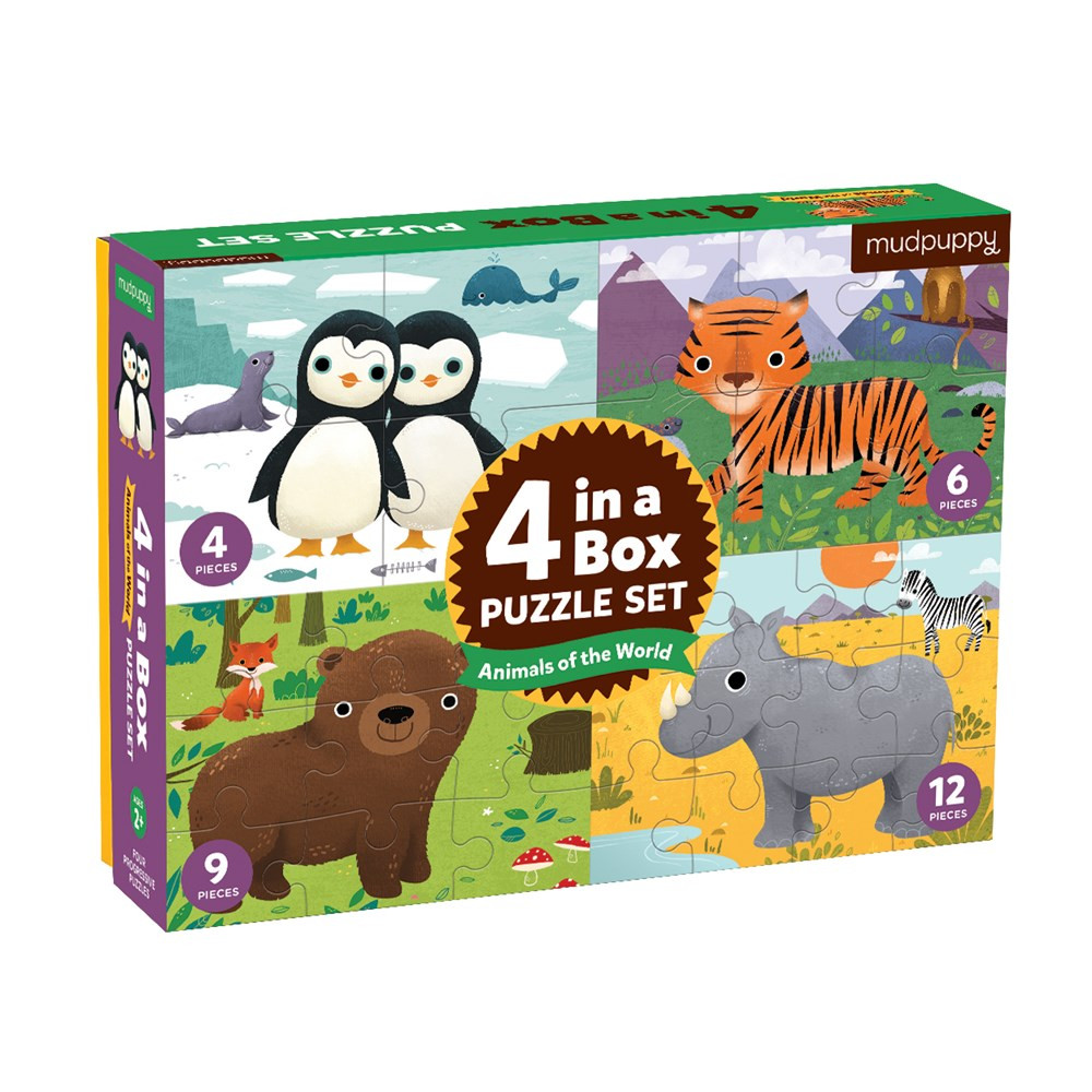 Animals of the World 4-in-a-Box Puzzle Set from Hachette | Jenny K