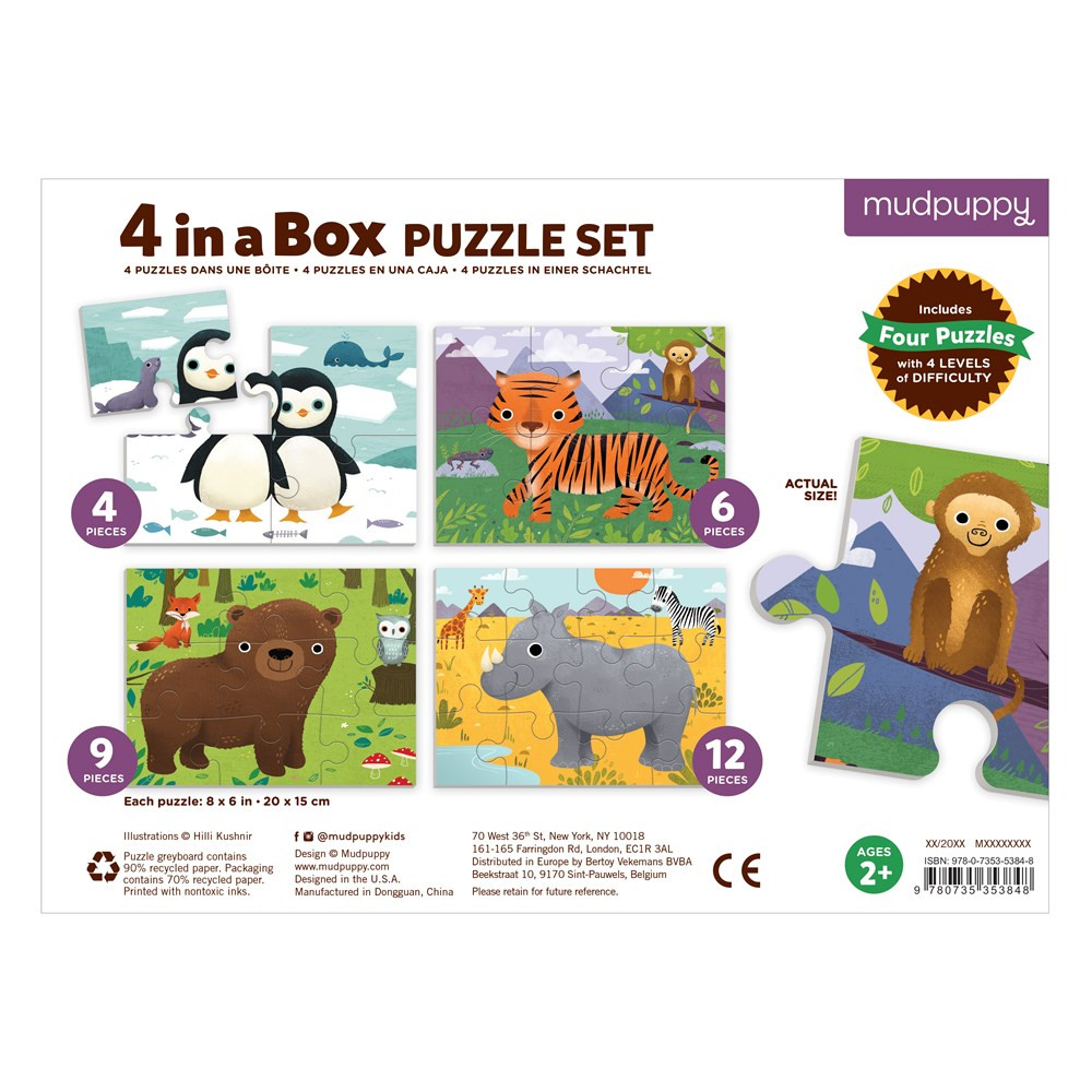 Animals of the World 4-in-a-Box Puzzle Set from Hachette | Jenny K