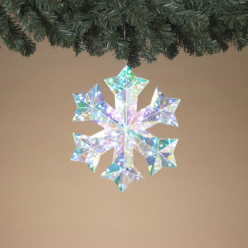 9.84" USB Electric Lighted Hanging Holographic Snowflake with Remote ...