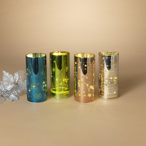 7.9" B/O Lighted Glass Holiday Luminary by Gerson | Jenny K