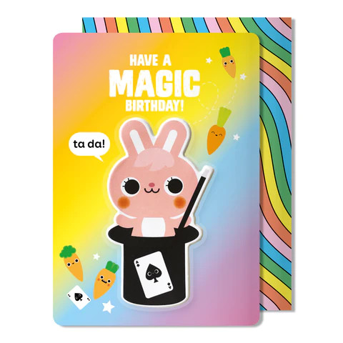 Magic Rabbit Puffy Sticker Birthday Card Pango | Jenny K.