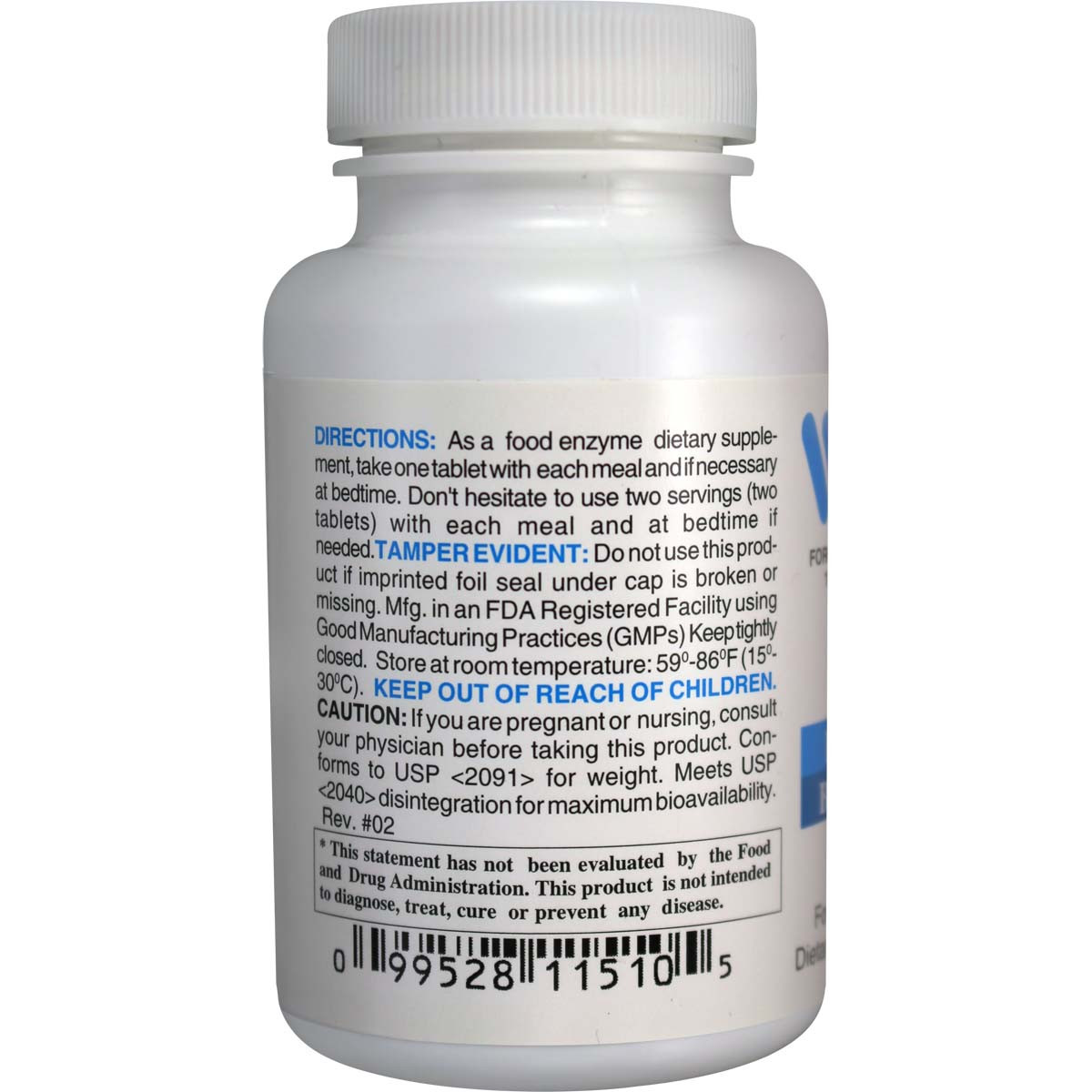 Enzyme Tabs w/ Pancreatin, Papain, Bile Salts & Cellulase