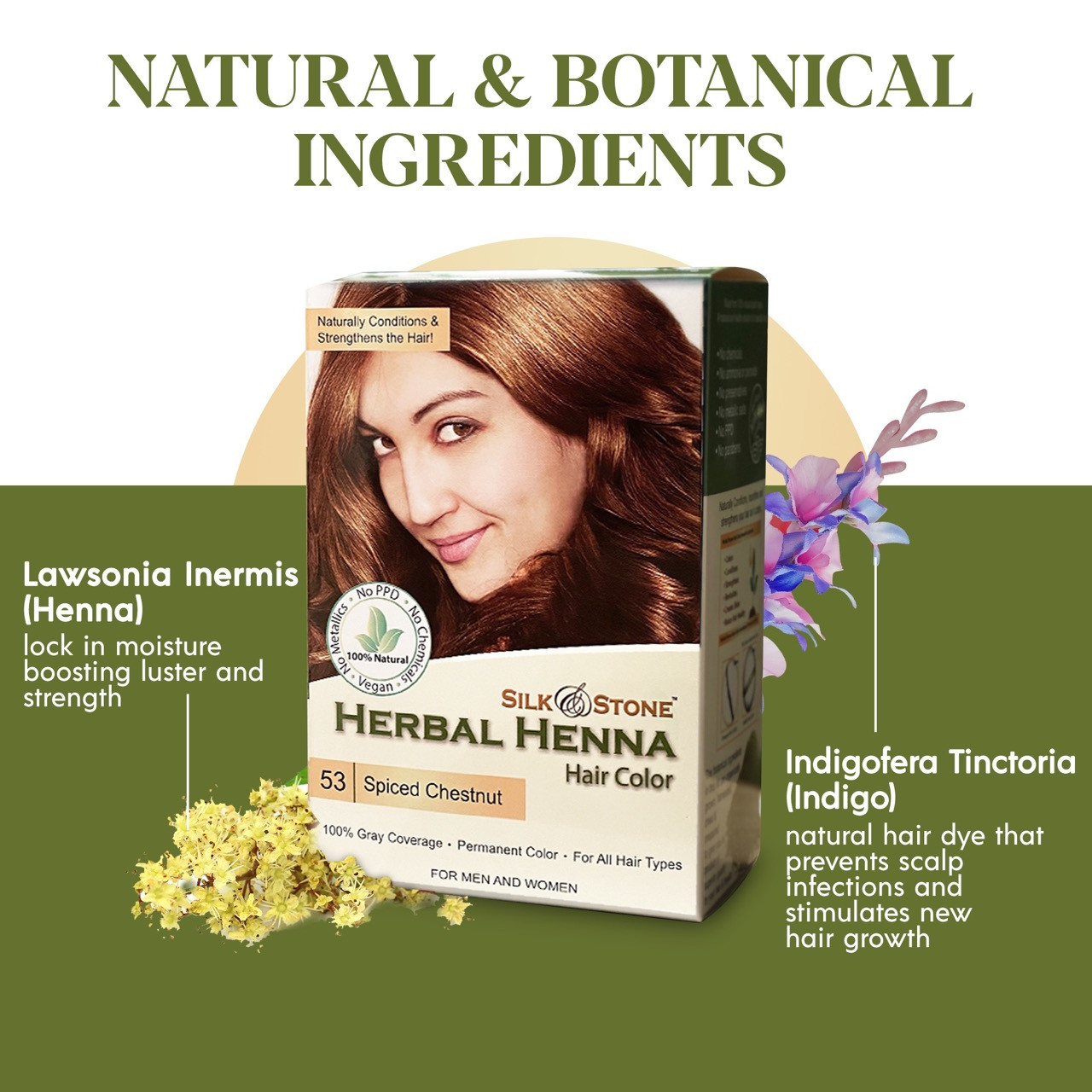 Herbal Henna Hair Color #53: Spiced Chestnut- Henna Hair Dye