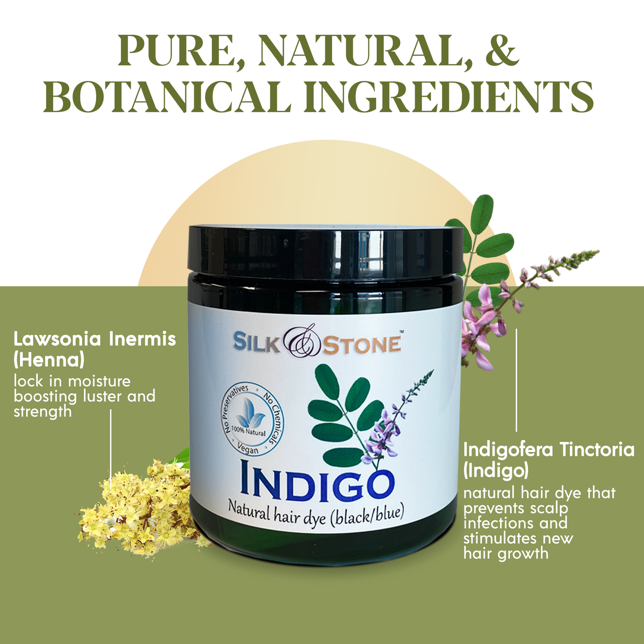 100% Indigo Powder (Indigofera Tinctoria)- Natural Blue to Brownish ...