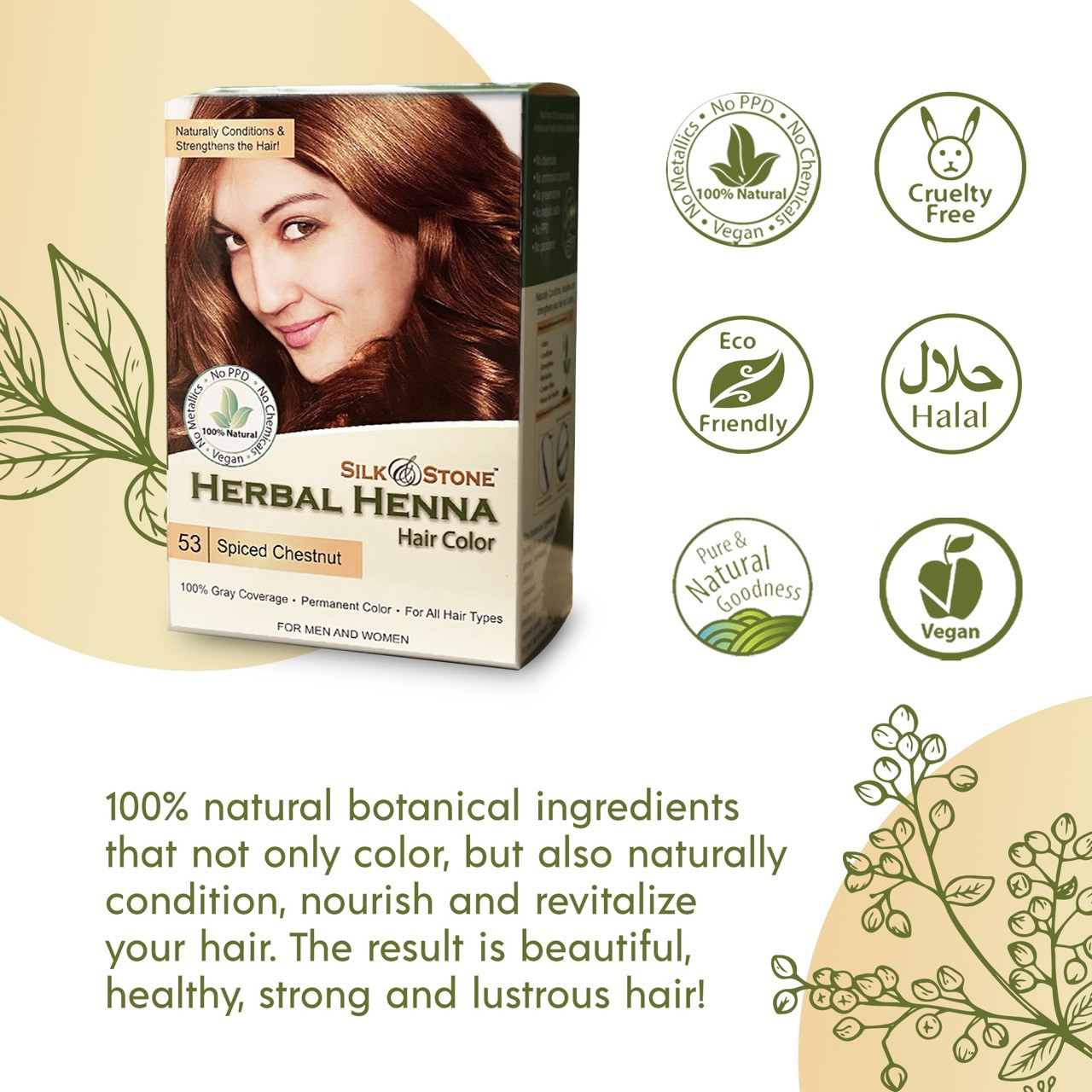 Herbal Henna Hair Color #53: Spiced Chestnut- Henna Hair Dye