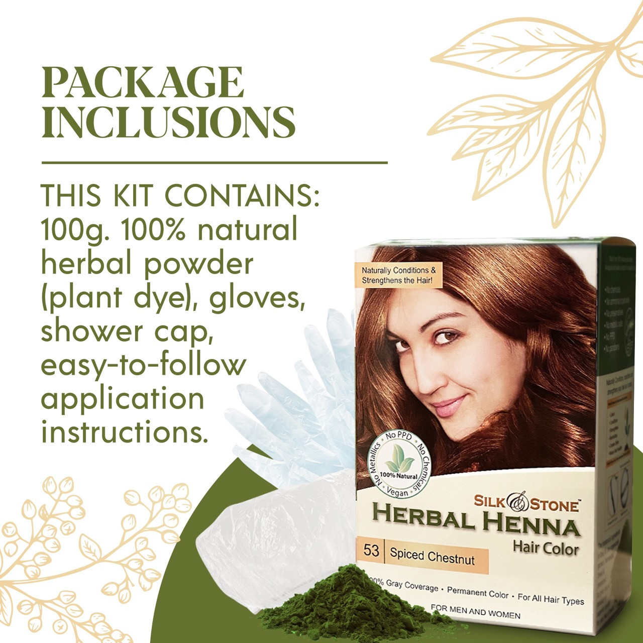 Herbal Henna Hair Color #53: Spiced Chestnut- Henna Hair Dye
