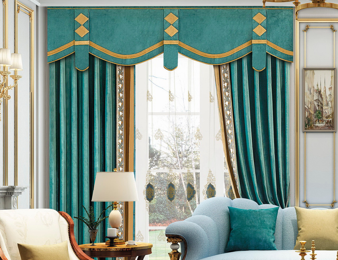 Custom-made Valance and Panels Set - SPRING HARBOR - RoomsBeautiful.com