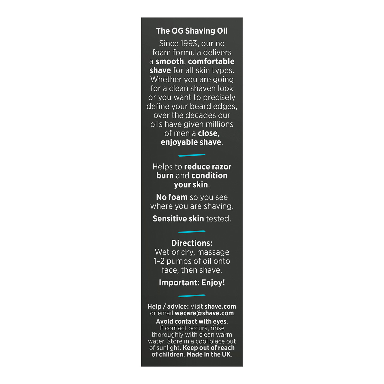 King of Shaves Sensitive Shave Oil 30ml Advanced - SHAVE.COM.AU