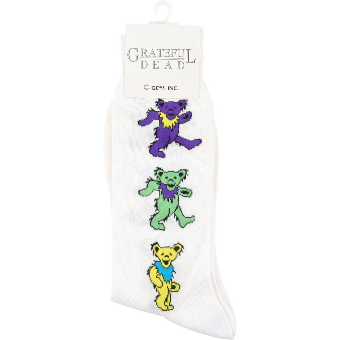 Grateful Dead GD Dancing Bear Ladies White Socks Liquid Blue