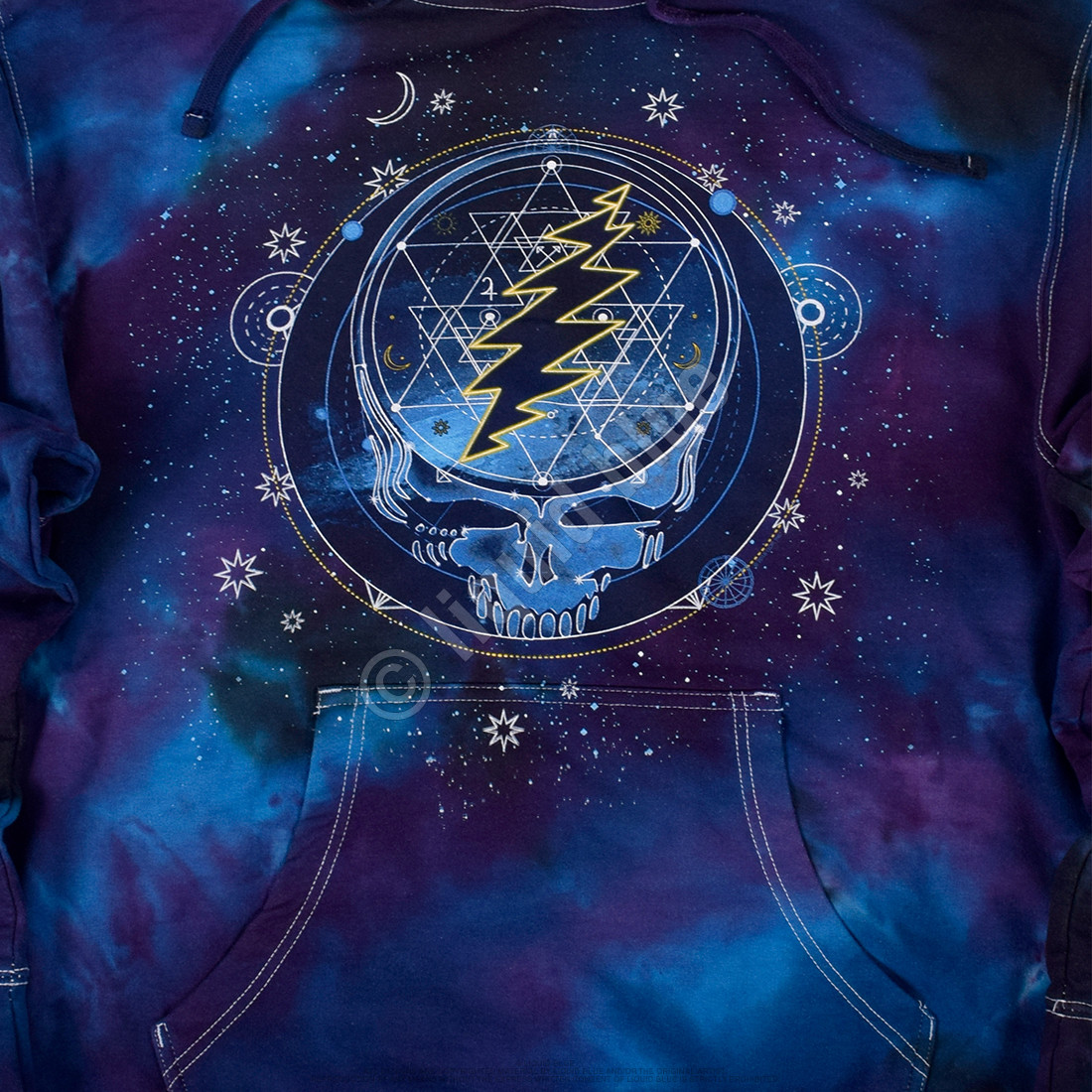 Grateful Dead Mystical Stealie Tie-Dye Hoodie Liquid Blue
