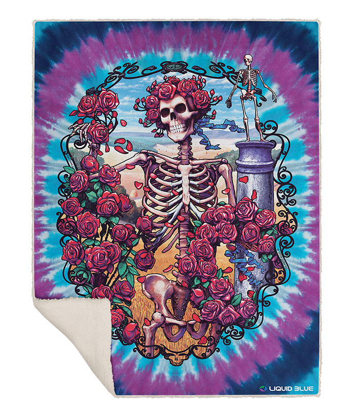 Grateful Dead 30th Anniversary Fleece Throw Blanket Liquid Blue