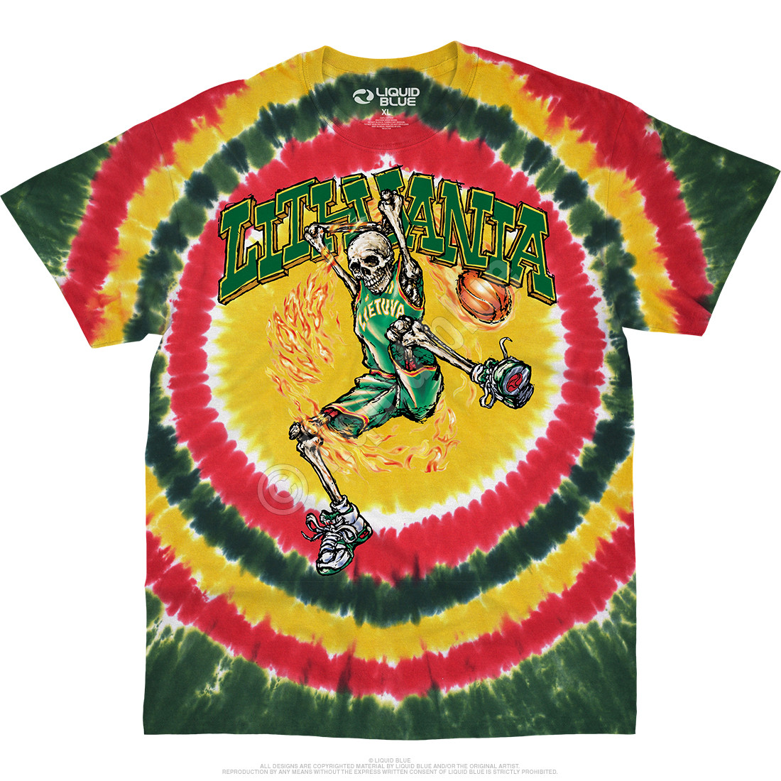 Lithuania Basketball Tie-Dye T-Shirt Tee Liquid Blue