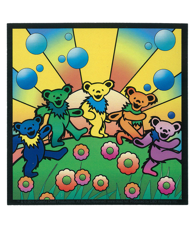Grateful Dead GD Bears on the Bus Sticker Liquid Blue
