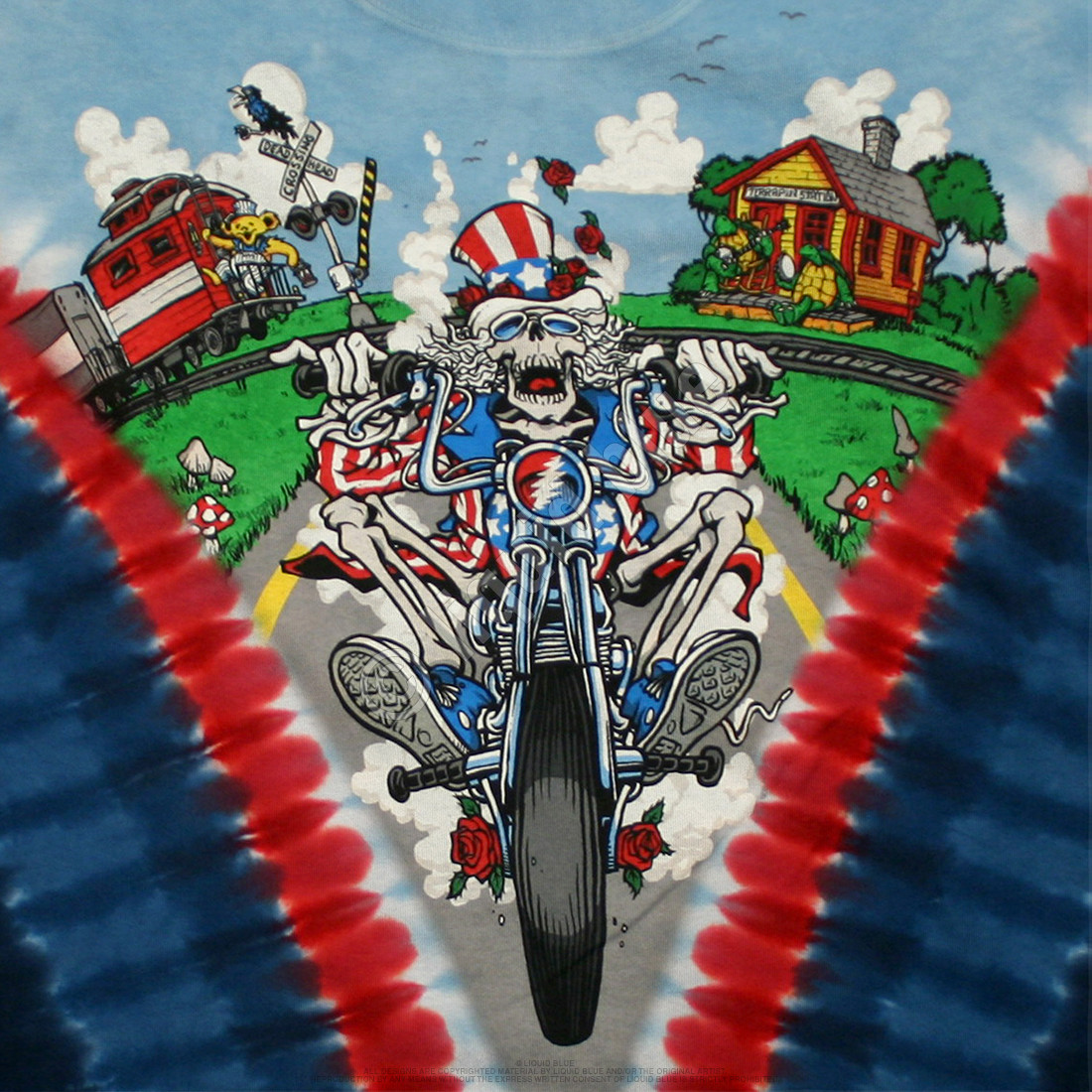 Grateful Dead Moto Sam Tie-Dye T-Shirt Tee Liquid Blue