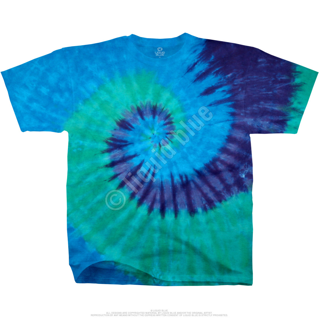 Cool Spiral Youth Unprinted Tie-Dye T-Shirt Tee Liquid Blue