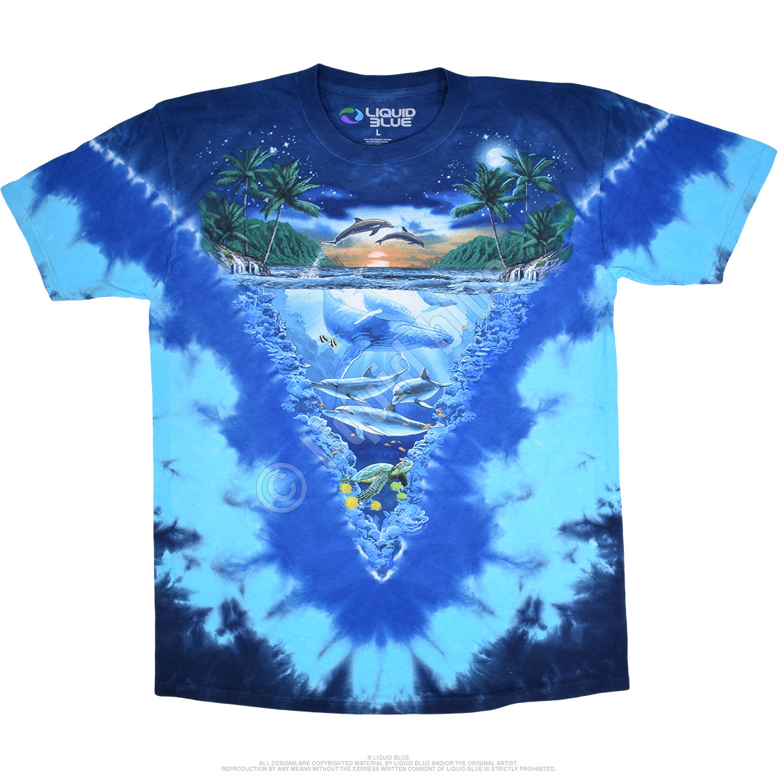 Aquatic Night Time Dive Tie-Dye T-Shirt Tee Liquid Blue