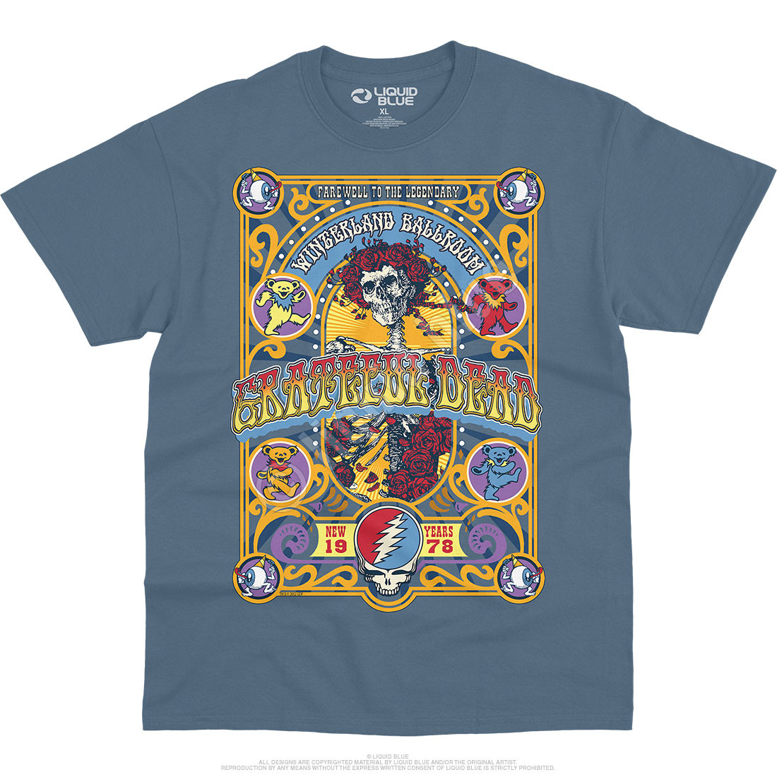 Grateful Dead Closing Of Winterland T-Shirt Tee by Liquid Blue