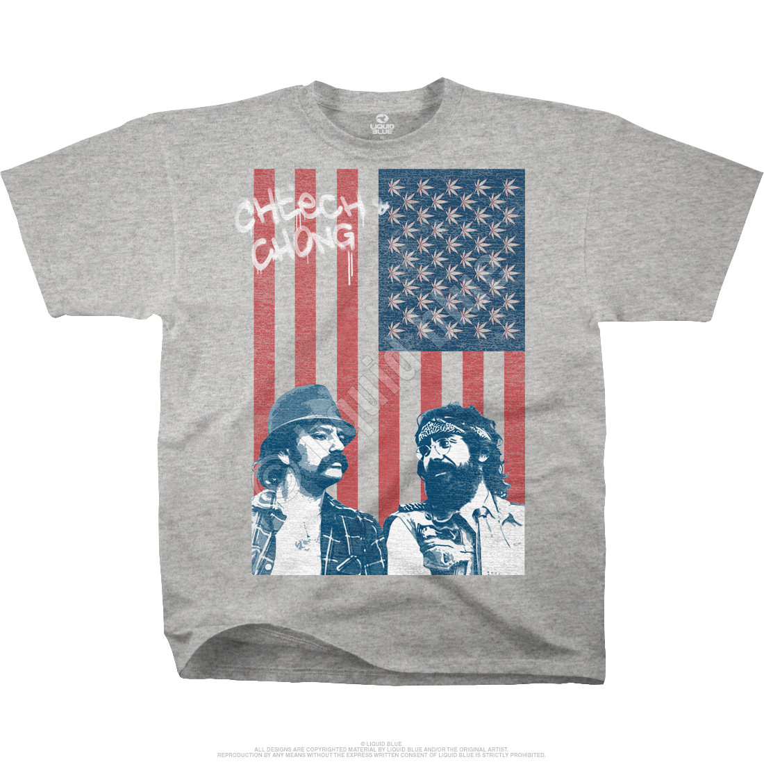 Cheech and Chong Red, White, Blue and Green Heather Grey Cotton Viscose ...