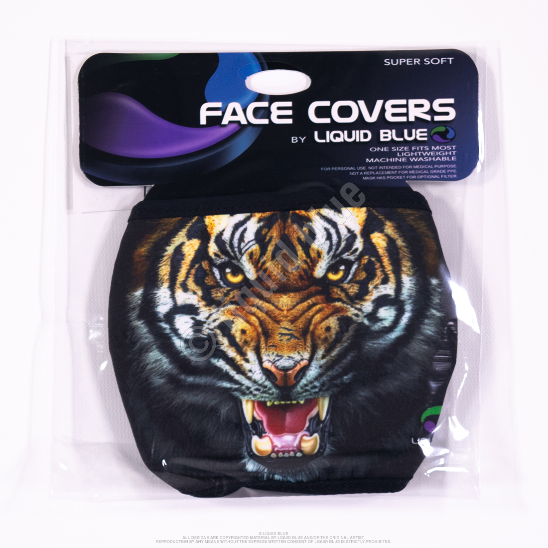 Liquid Blue Tiger Face Face Covering Mask Shield