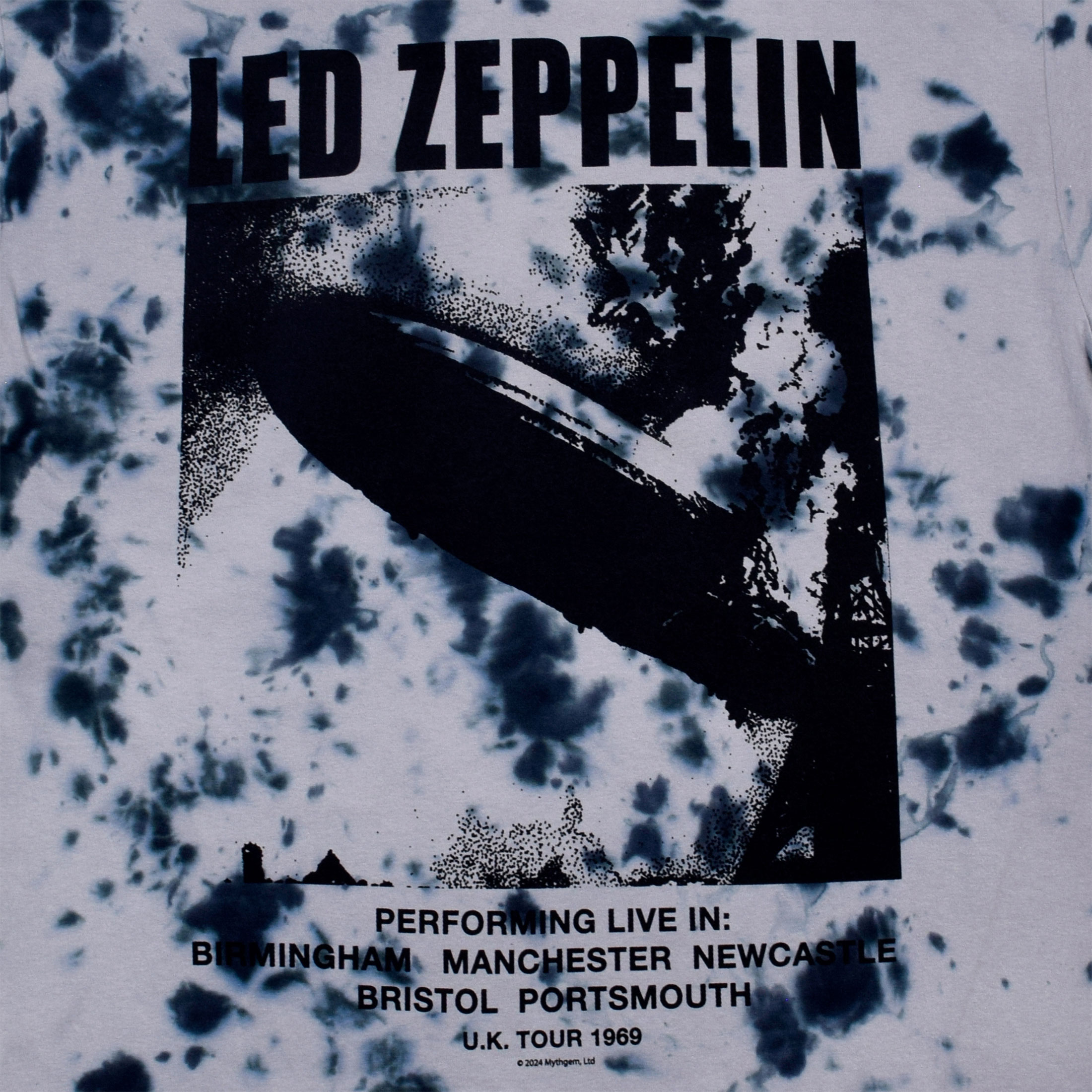 Led Zeppelin Zeppelin UK 69 Tie-Dye T-Shirt Tee Liquid Blue
