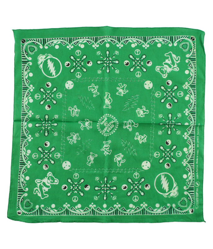 Grateful Dead Good Ol GD Green Bandana Green Liquid Blue