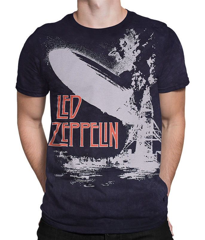 Led Zeppelin Exploding Zeppelin Tie-Dye T-Shirt Tee Liquid Blue
