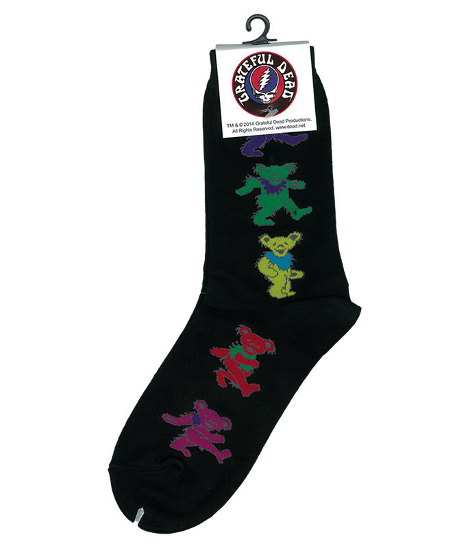 Grateful Dead GD Dancing Bear Ladies Black Socks Liquid Blue
