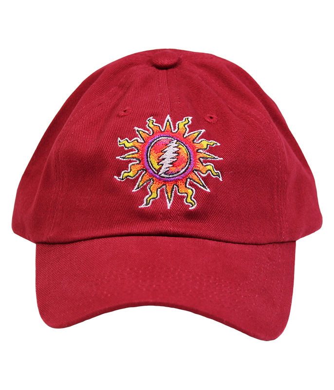 Grateful Dead Sunshine Lightning Red Hat Liquid Blue