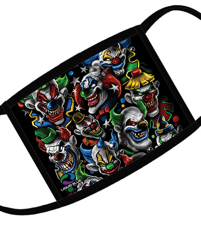 Liquid Blue Colored Clowns Face Covering Mask Shield