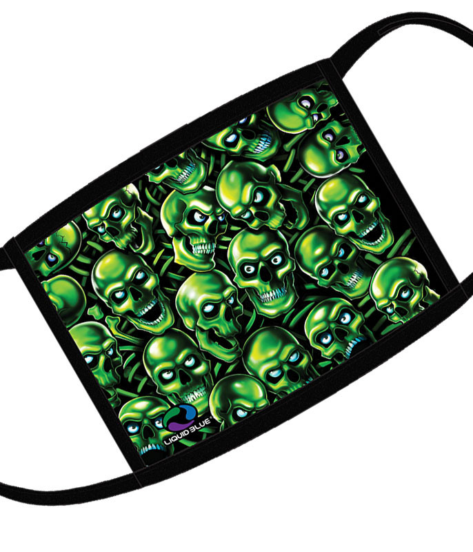 Liquid Blue Skull Pile Face Covering Mask Shield
