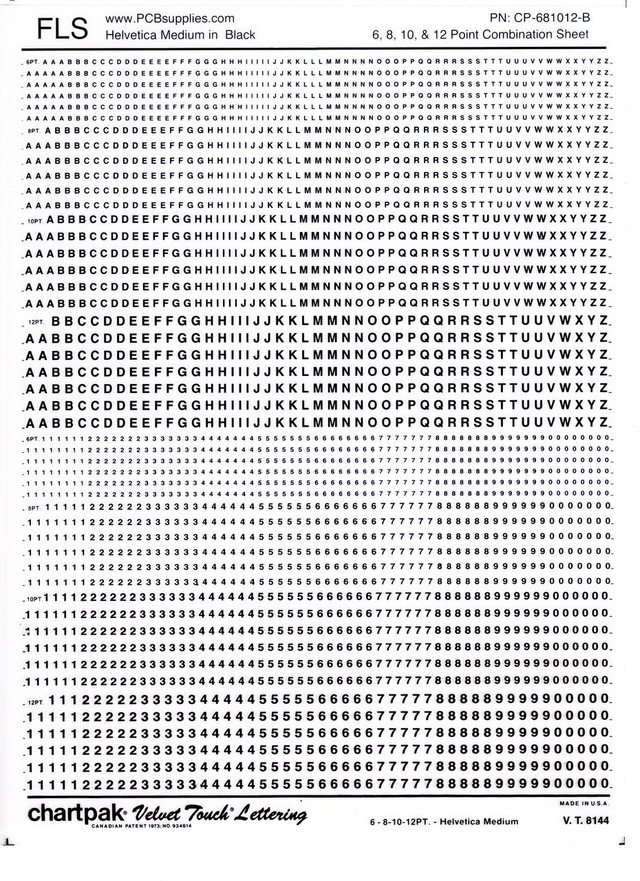 Chartpak Dry Transfer Letters Numbers Combo 6 8 10 12 point - FLS ...
