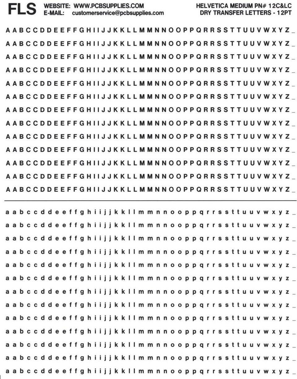 Dry Transfer Lettering Caps and Lower Case Alphabet Decals - FLS ...