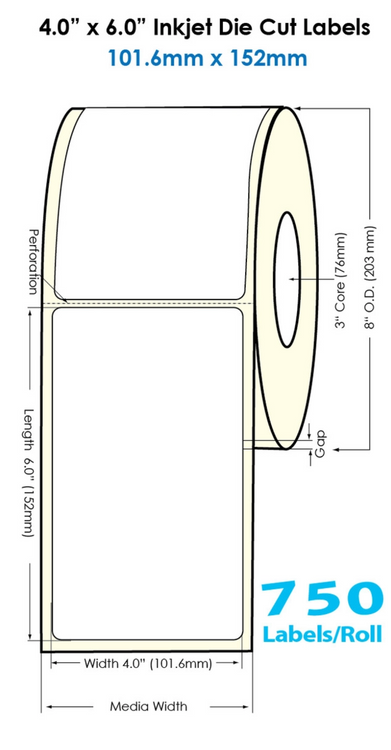 Inkjet 4"x6" GHS BS5609 Chemical Labels | 750 /Roll
